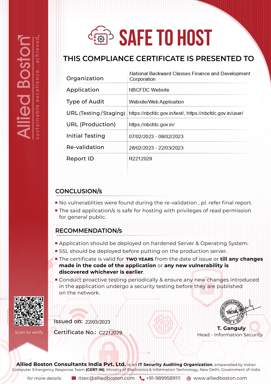 Certifications | NBCFDC